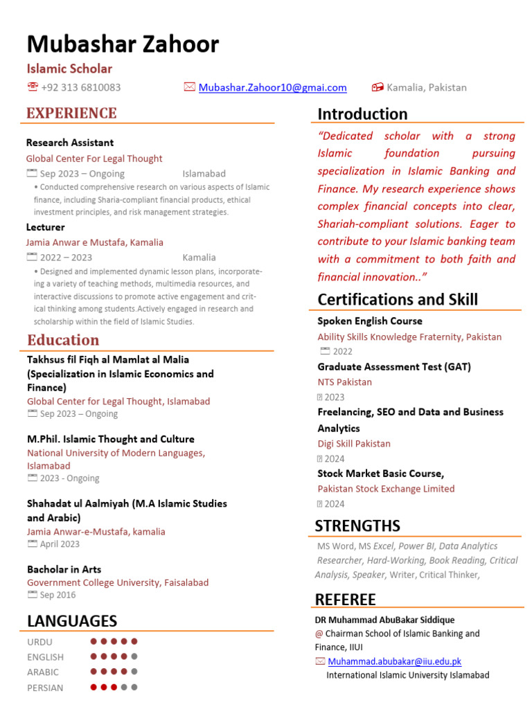 Mubashar New Bank Job CV-1 | PDF