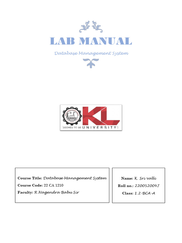DBMS Lab | PDF