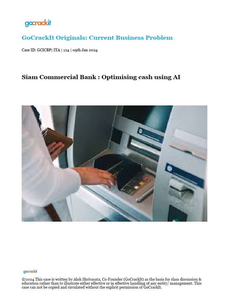 SCB ATM Cash Optimization with AI | PDF | Banks | Economies