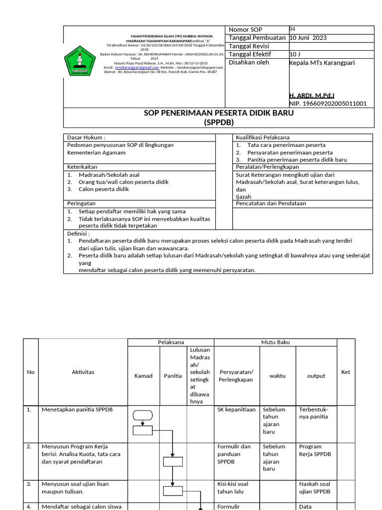 SOP-ppDB KRPARI | PDF