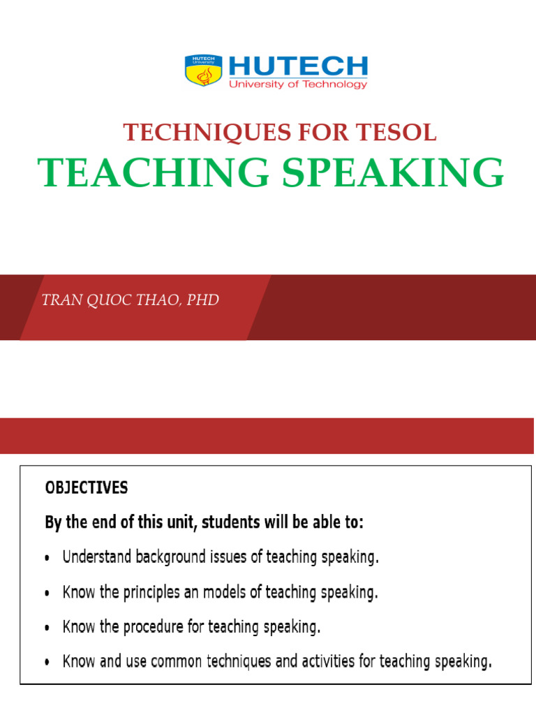 Unit 6 Teaching Speaking | PDF
