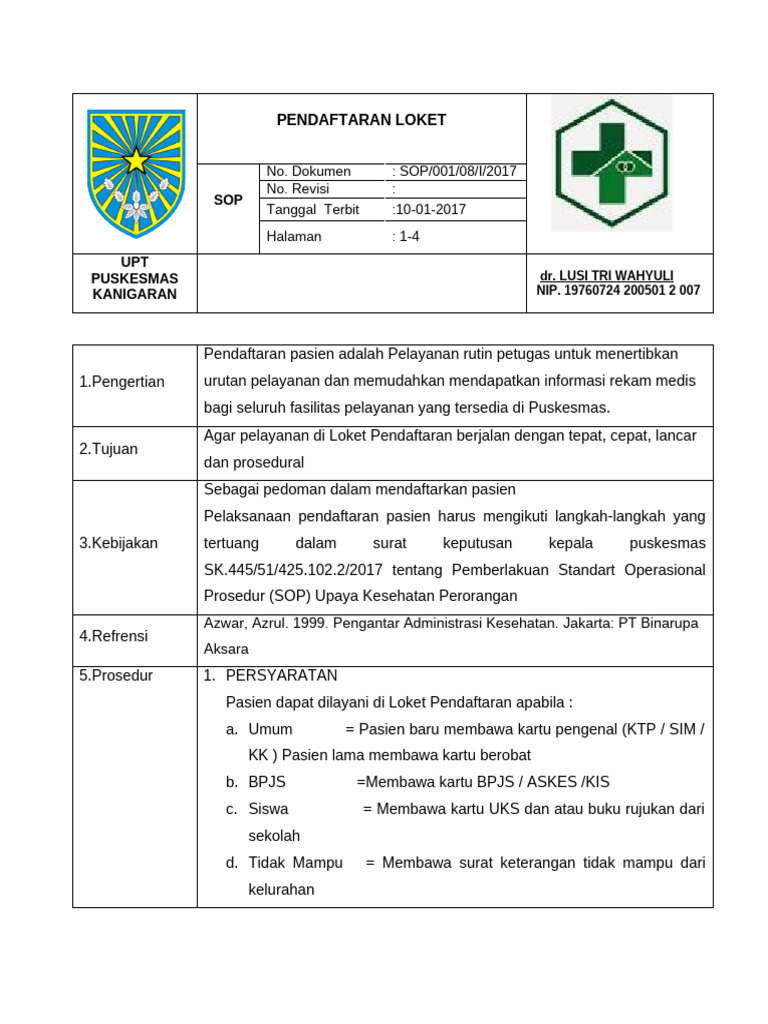 Sop Pendafataran Loket | PDF