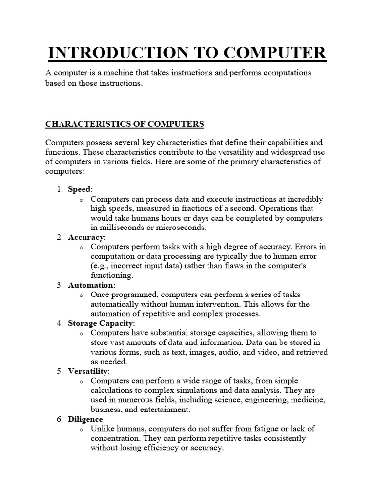 Introduction To Computer | PDF