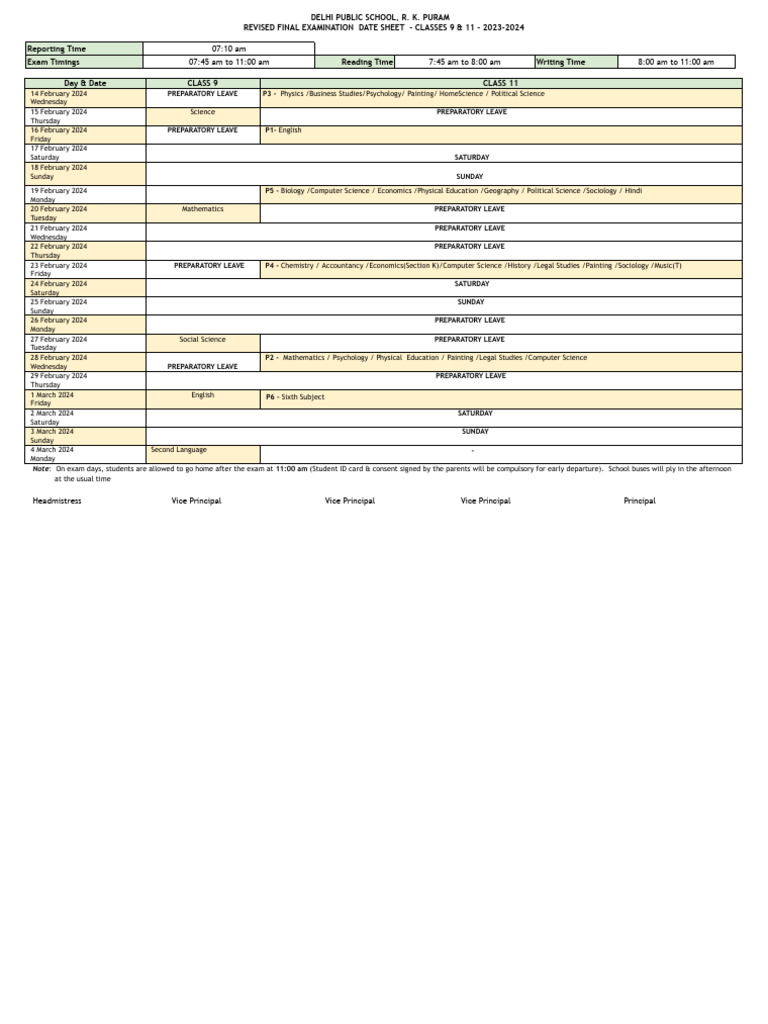 Revised Final Exam Datesheet 2023 2024 Pdf