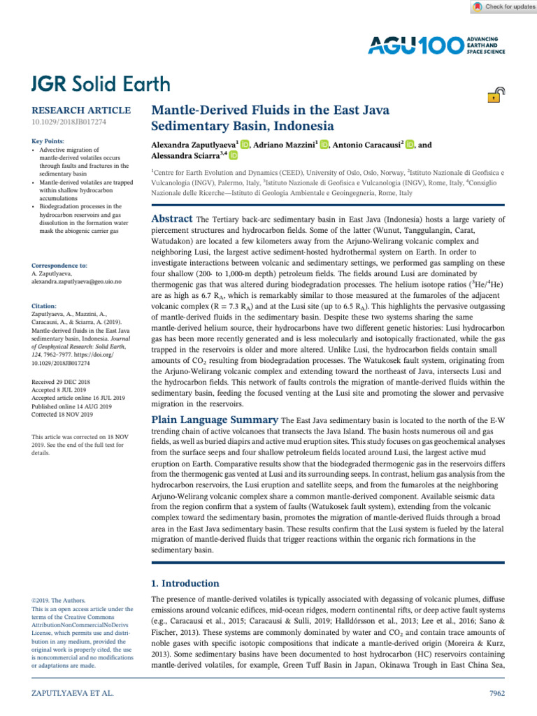JGR Solid Earth - 2019 - Zaputlyaeva - Mantle‐Derived Fluids in the ...