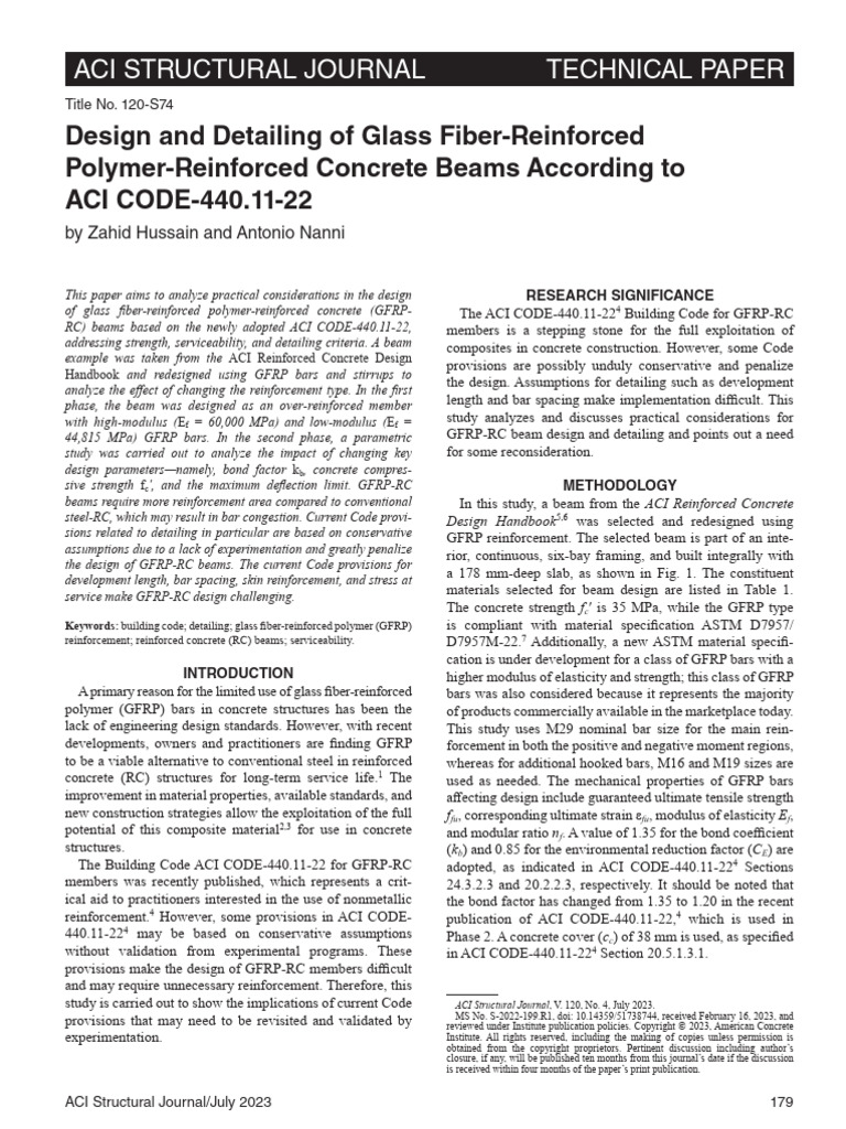Design & Detailing of Glass Fiber-Reinforced Polymer - Reinforced Concrete Beams According To ...