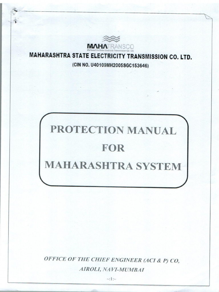 Protection Manual For Maharashtra System | PDF