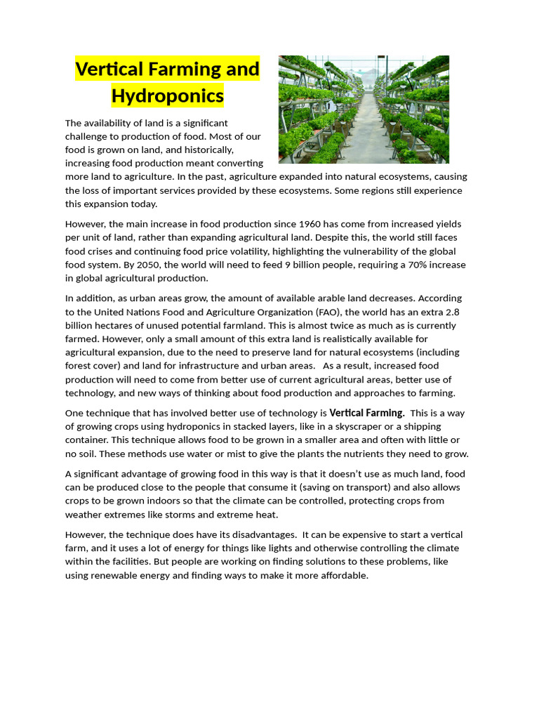 8.2 Vertical Farming and Hydroponics WORKSHEET | PDF