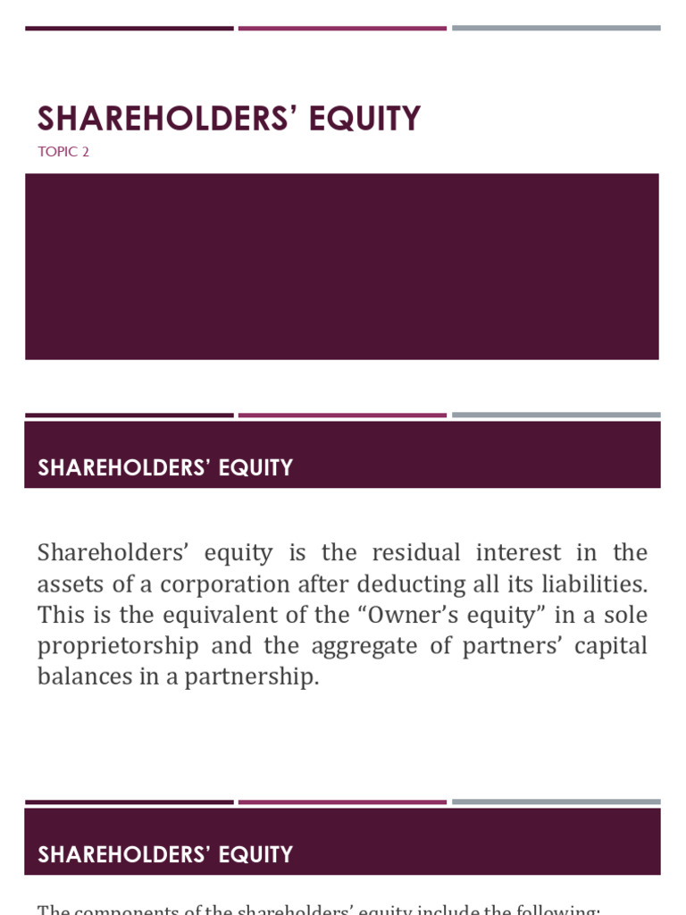 Up 2 Shareholders Equity Pdf Stocks Finance Money Management