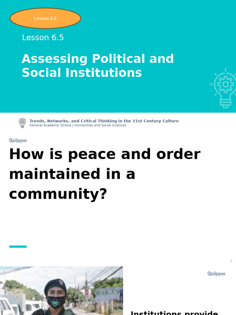 Lesson 6.5 Assessing Political and Social Institutions | PDF