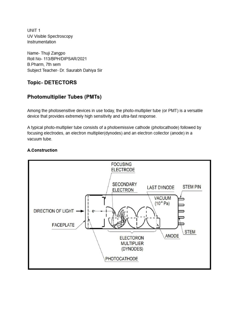 UNIT 1 UV Spectroscopy (Instrumentation) | PDF