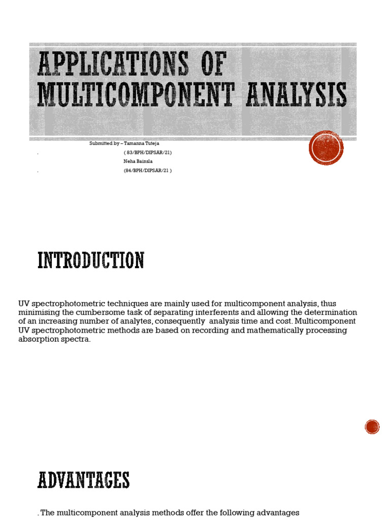 Applications of Multicomponent Analysis | PDF