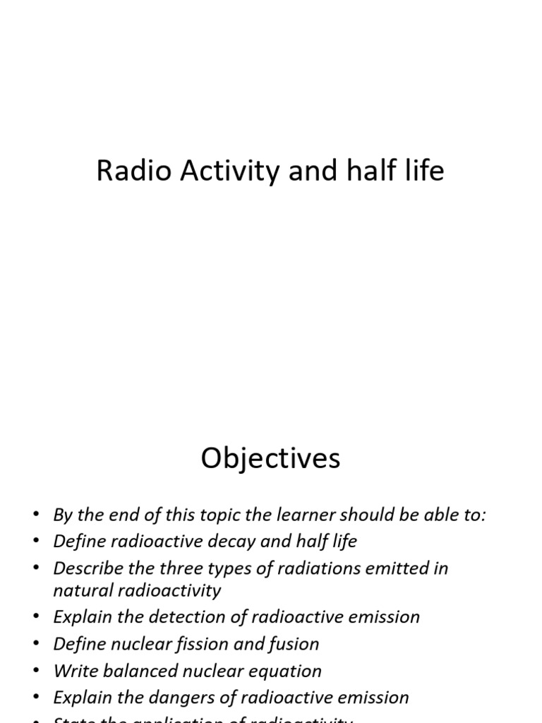 Radio Activity and Half Life | PDF