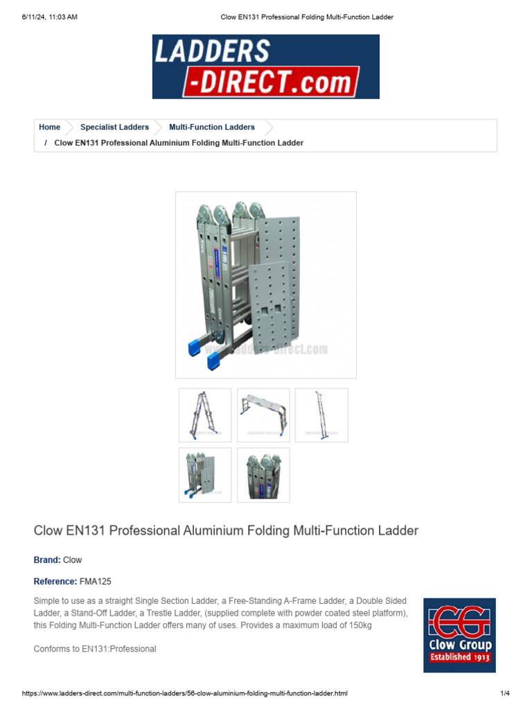 Clow EN131 Professional Folding Multi-Function Ladder | PDF