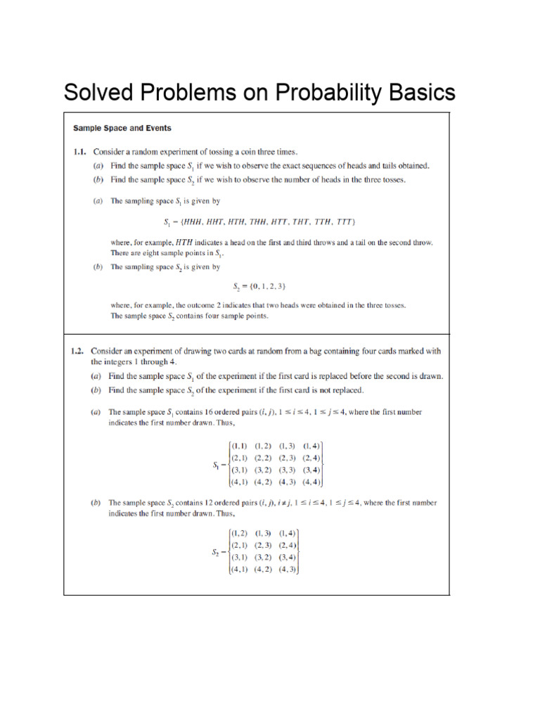 Solved Problems On Probability Basics | PDF Solved Problems On Probability Basics | PDF