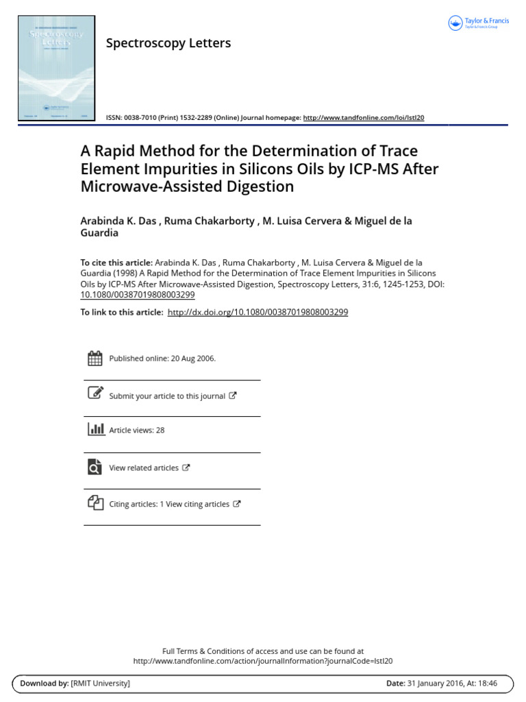 A Rapid Method For The Determination of Trace | PDF