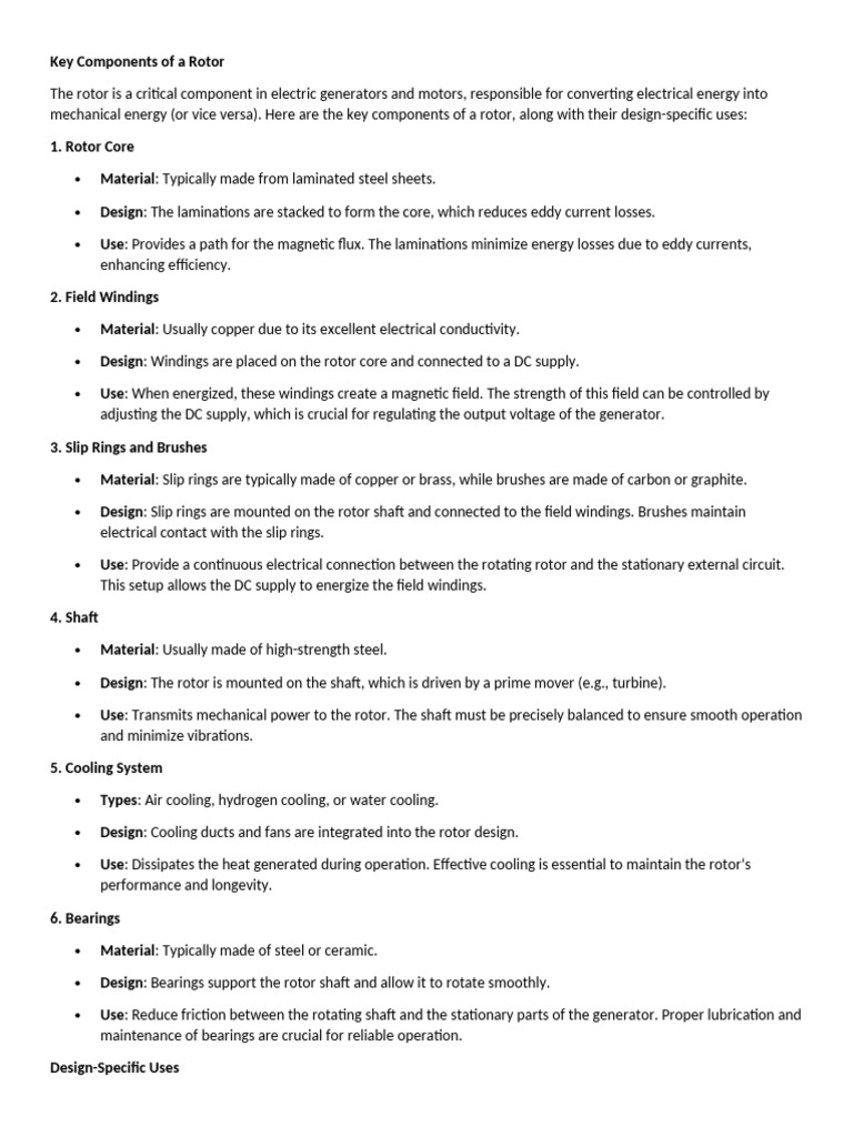 Key Components of A Rotor | PDF