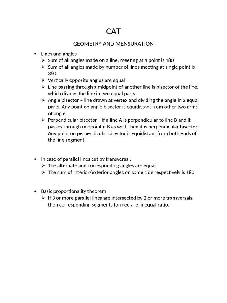 Geometry Notes | PDF | Triangle | Perpendicular