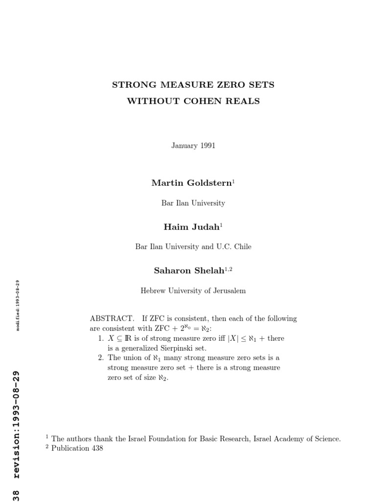 Martin Goldstern, Haim Judah and Saharon Shelah - Strong Measure Zero Sets Without Cohen Reals ...