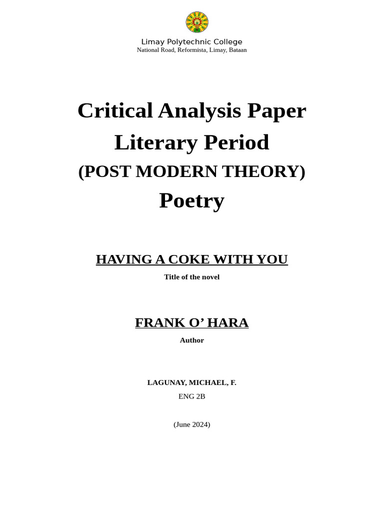 ANALYSIS postmodern theory poetry | PDF