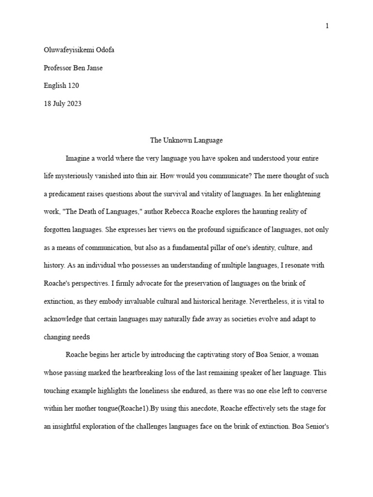 The Unkown Language | PDF