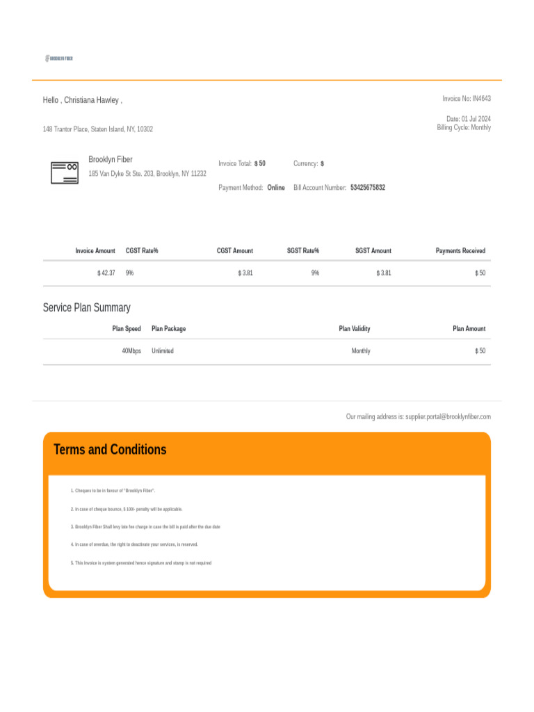 Internet Invoice 2537193665167$2 | PDF