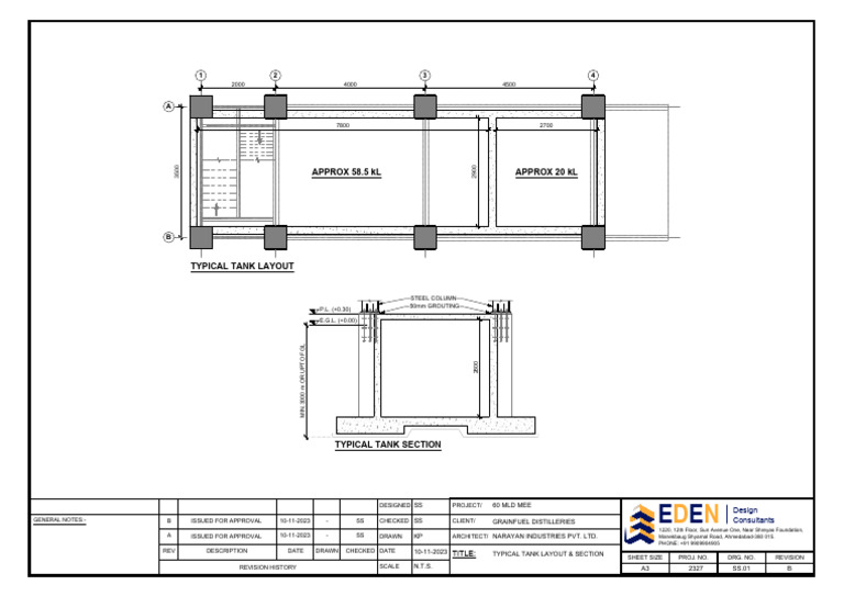 SR.01_B_2327_TYPICAL TANK LAYOUT & SECTION_60 MLD MEE_20231110 | PDF
