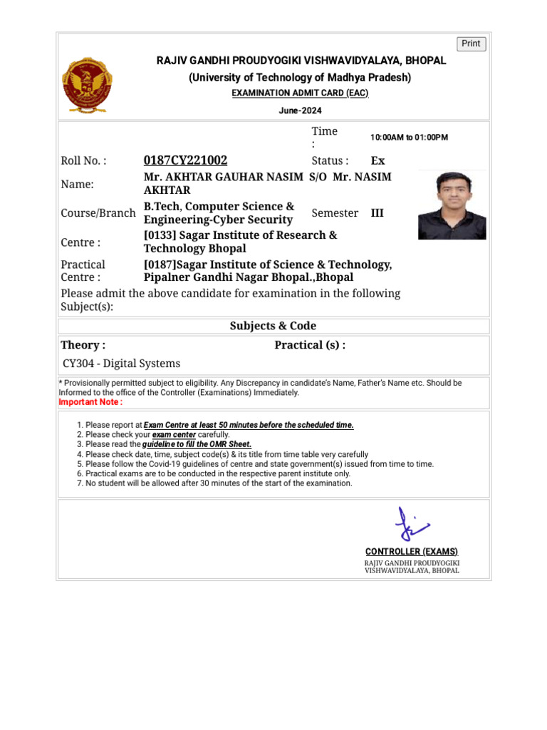 Admit Card 3 | PDF