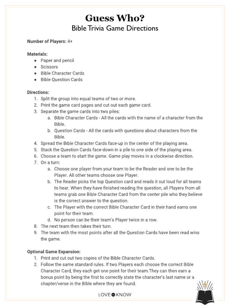 4281 Guess Who Bible Trivia Game | PDF