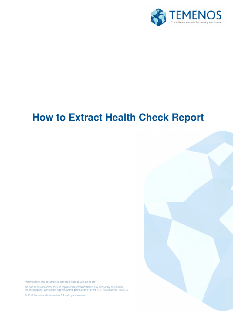 How To - Extract Health Check Report | PDF