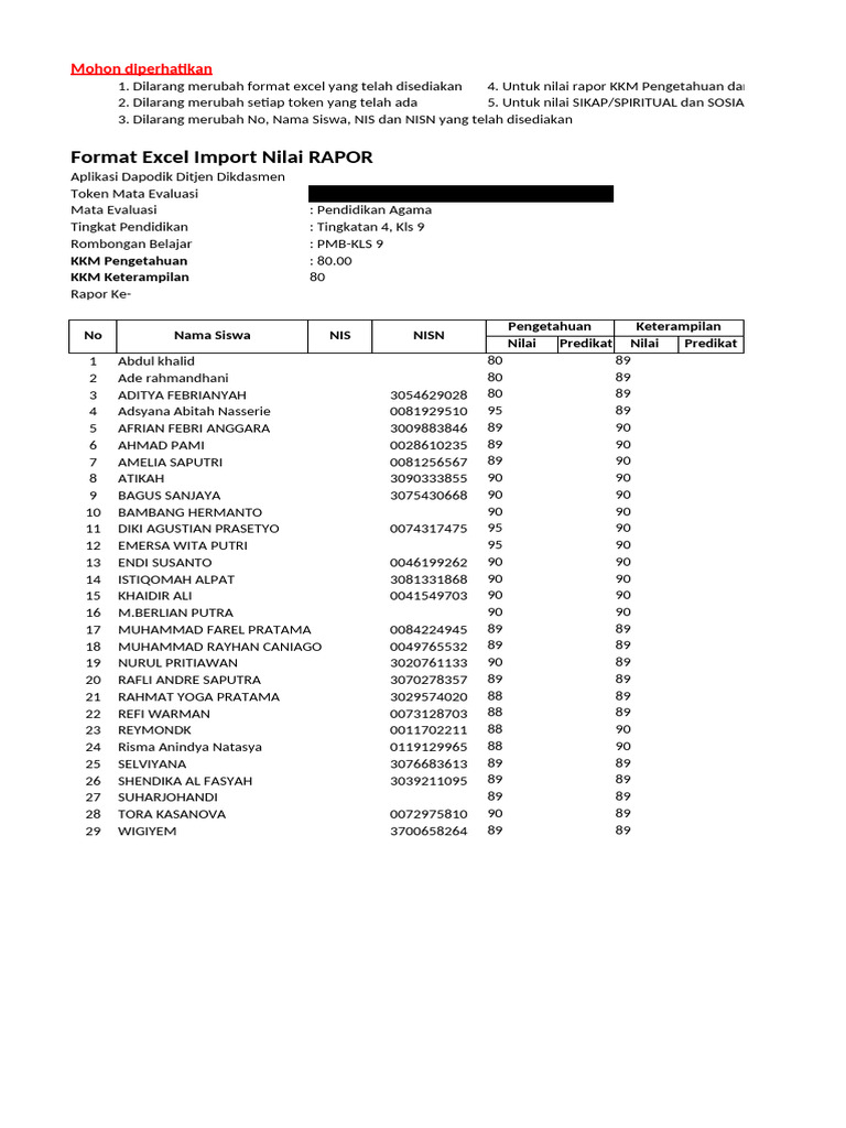 format-nilai-rapor-20232-PMB-KLS - 9-Pendidikan Agama | PDF