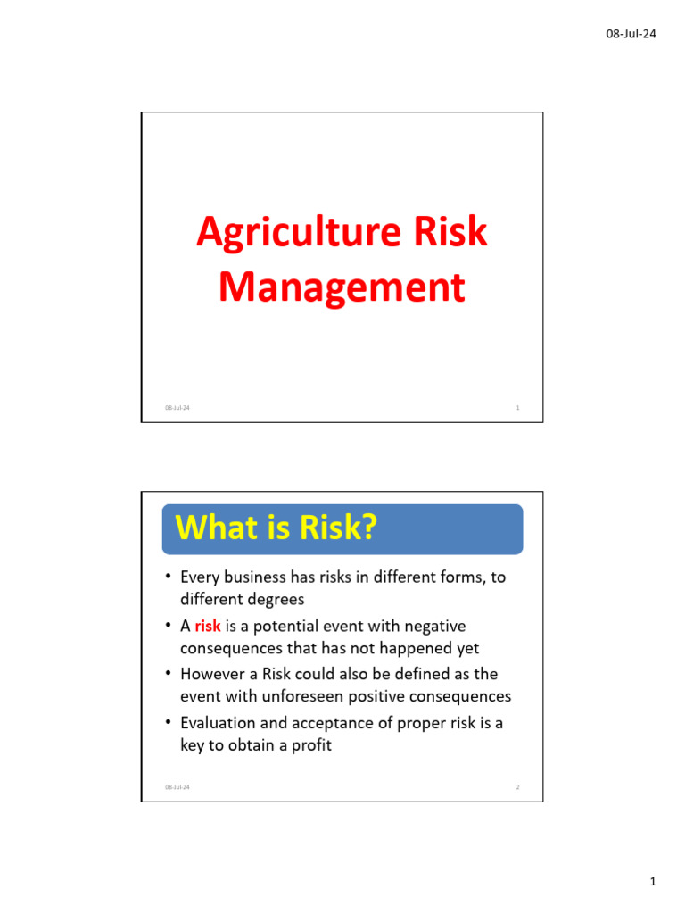Agric Risk Management | PDF