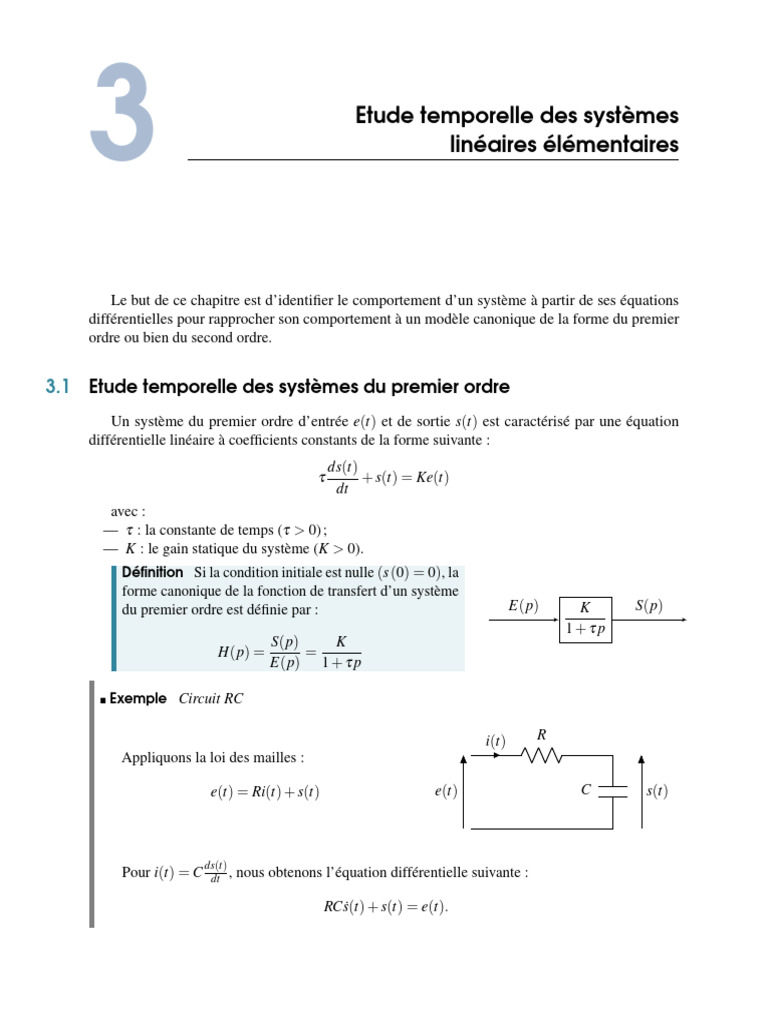 Cours Et Exercice Etude Temporelle Des Systèmes | PDF
