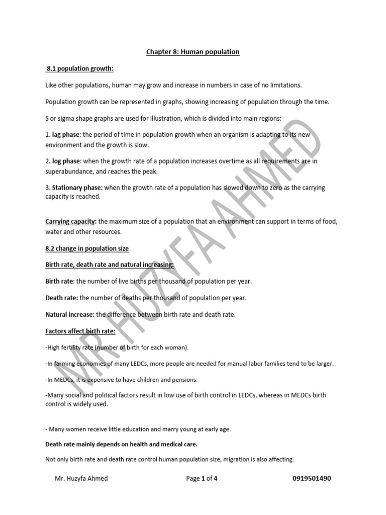 Chapter 8 Human Population | PDF