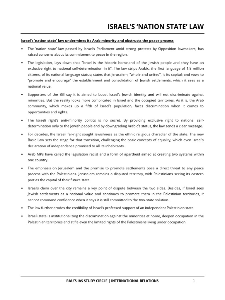 Israel New Nation State Law | PDF