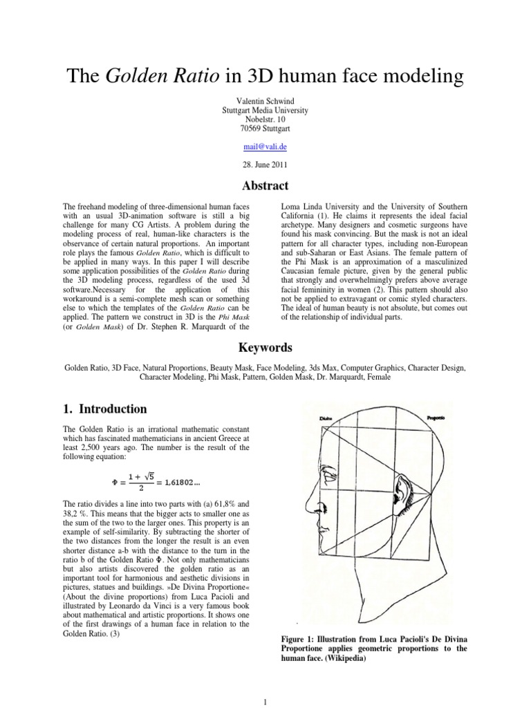 The Golden Ratio in 3D Face Modelling | Elementary Geometry | Geometry