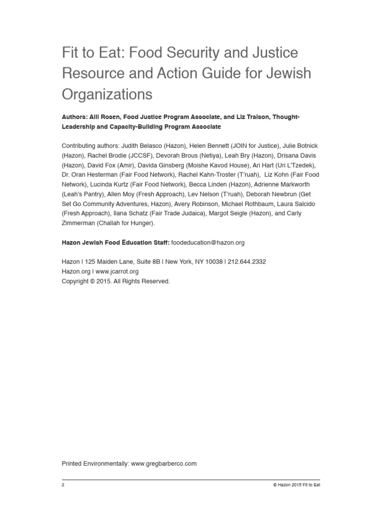 Fit To Eat - Food Security and Justice Resource and Action Guide For ...