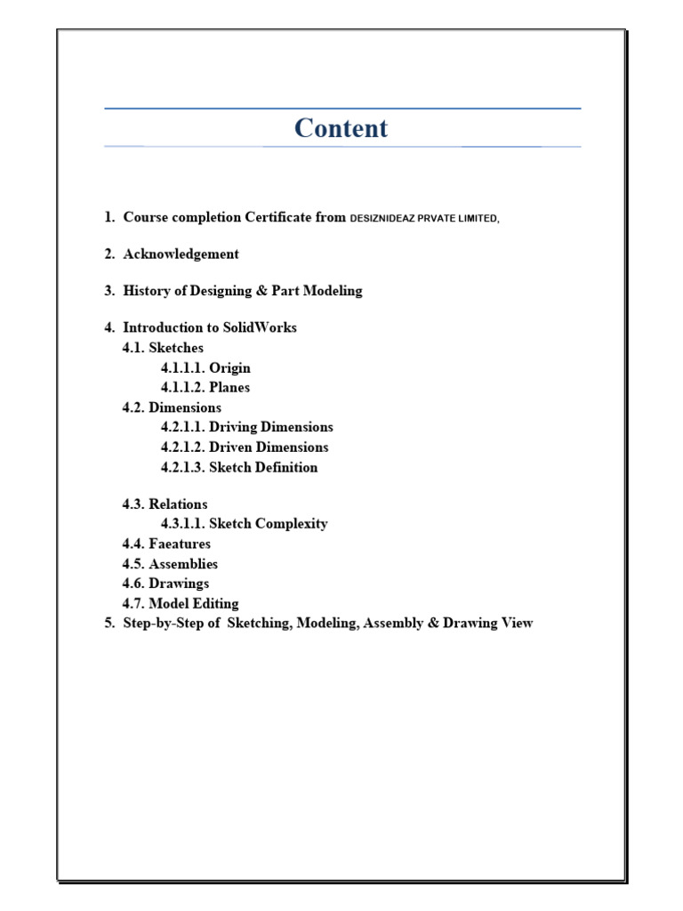 Solid Work Internship Report 2023-1 | PDF