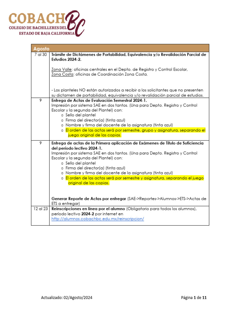 Actividades Rce 2024-2 2025-1 Incorporados | PDF