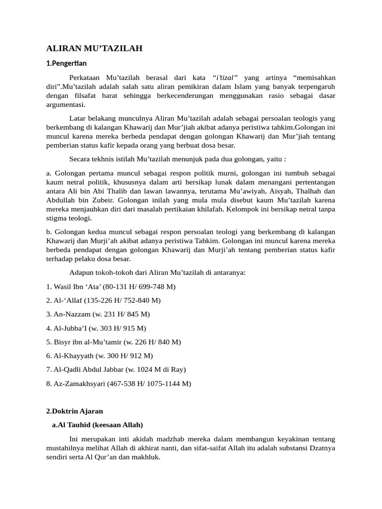 Aliran Mu'tazilah | PDF