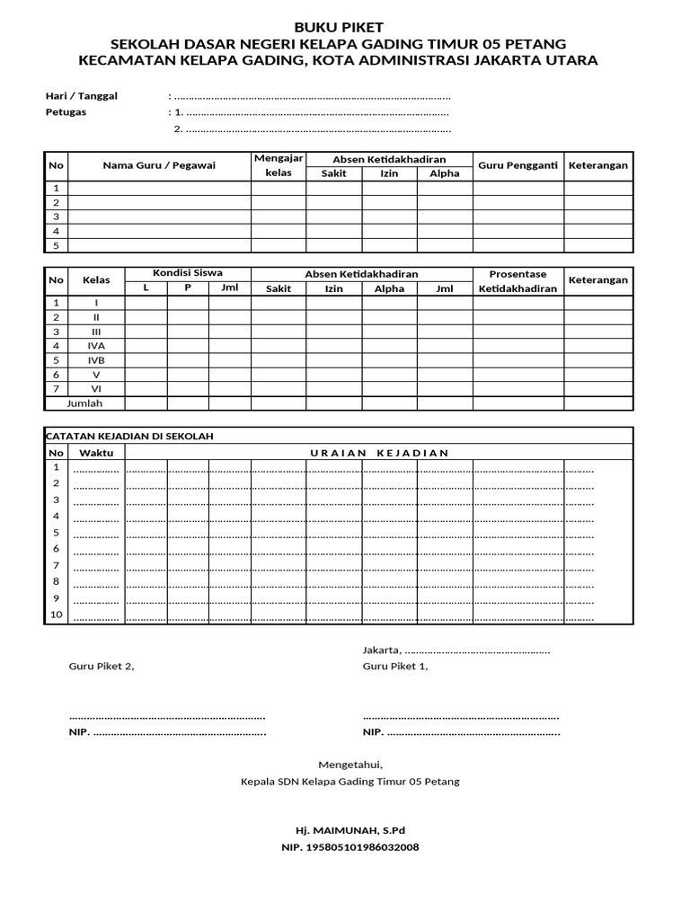 Form Buku Piket | PDF