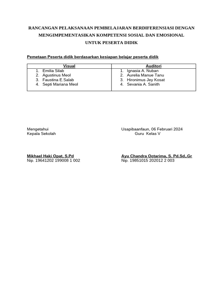 RPP Berdiferensiasi Terintegrasi Pse | PDF