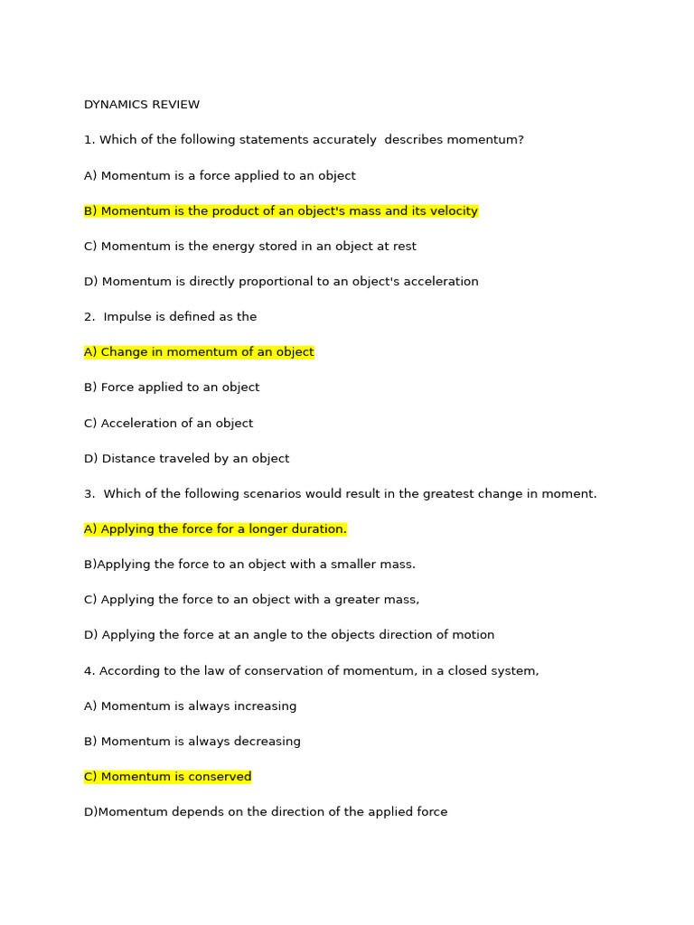 Dynamics Review | PDF