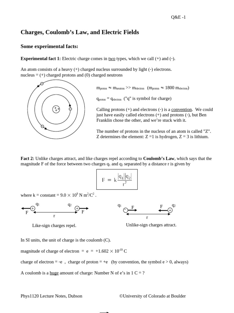 Charges Electric Fields | PDF