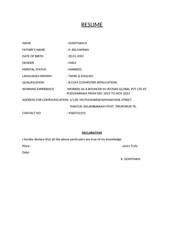 Resume - Gowtham | PDF