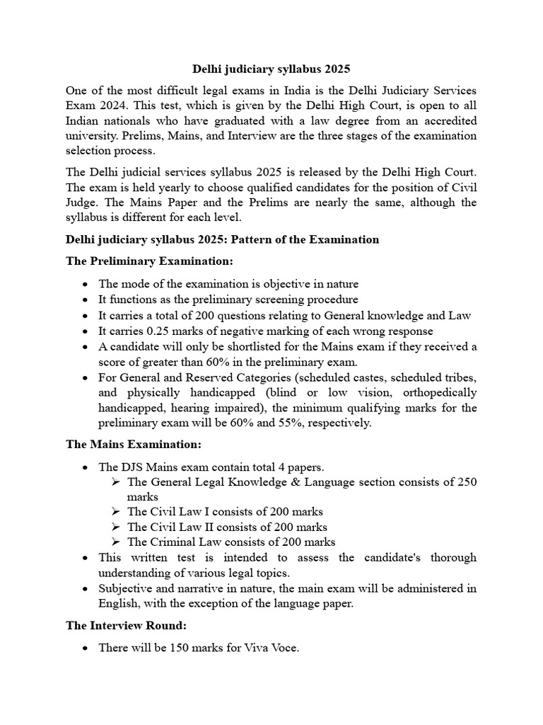 Delhi Judiciary Syllabus 2025 | PDF | Judiciaries | Justice