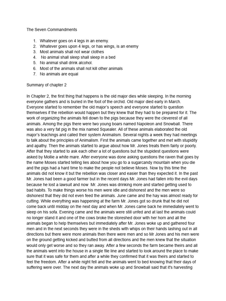 Animal Farm Chapter 1-2 Summary | PDF
