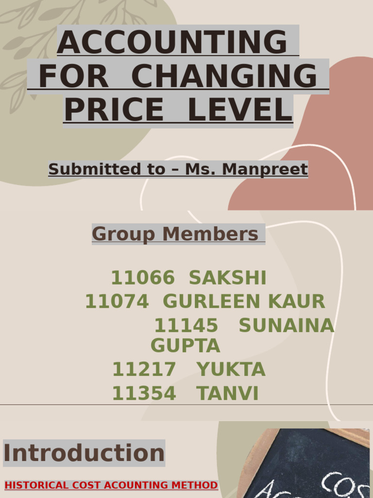 Accounting For Changing Price Level: Submitted To - Ms. Manpreet | PDF
