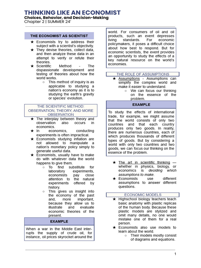 CHAP 2 - Thinking Like and Economist | PDF | Economics | Minimum Wage