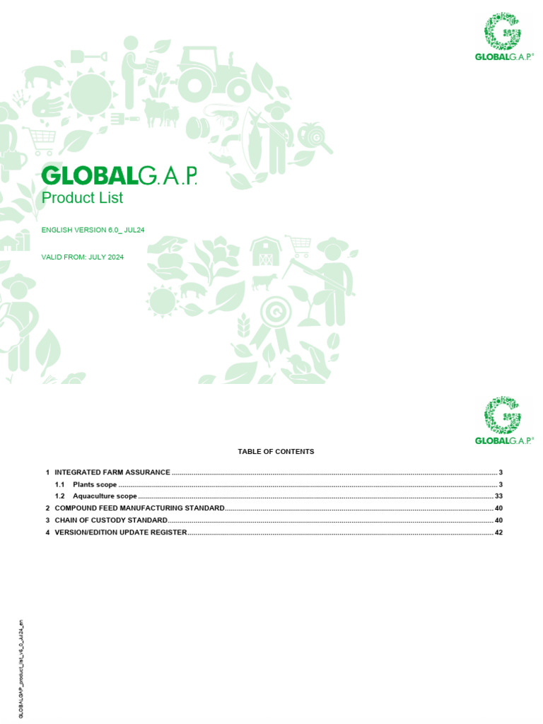 GLOBALGAP Product List v6 0 Jul24 en | PDF